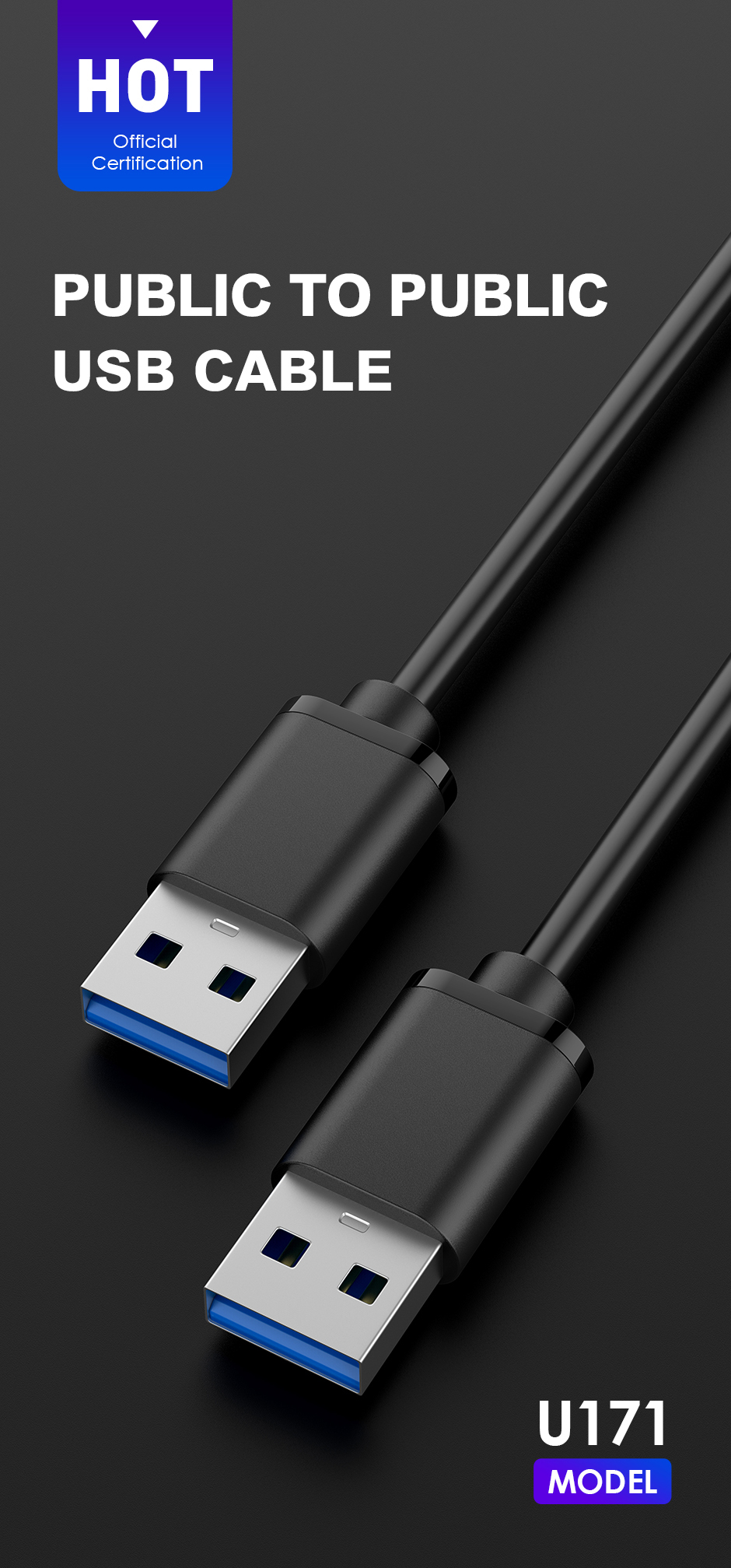 U171 USB 3.0 USB Type A Male to Male High Speed Data Transfer Cable ...
